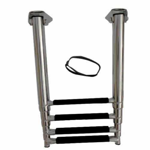 Stainless Steel 4 Step Telescoping Marine Boat Yacht Ladder Upper Platform
