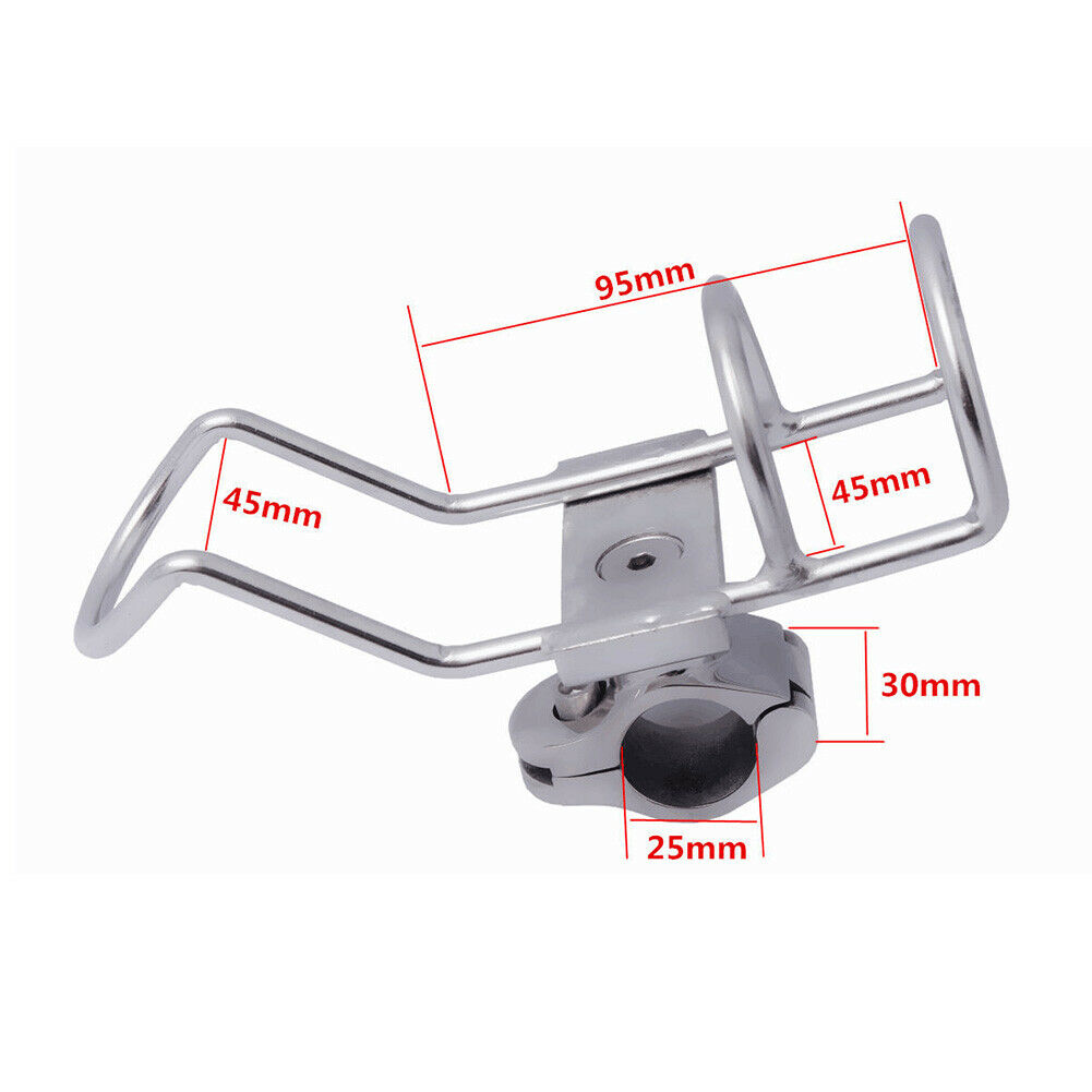 Stainless Steel Fishing Rod Holder Clamp-on 25mm Rail Mount Boat Ring ...